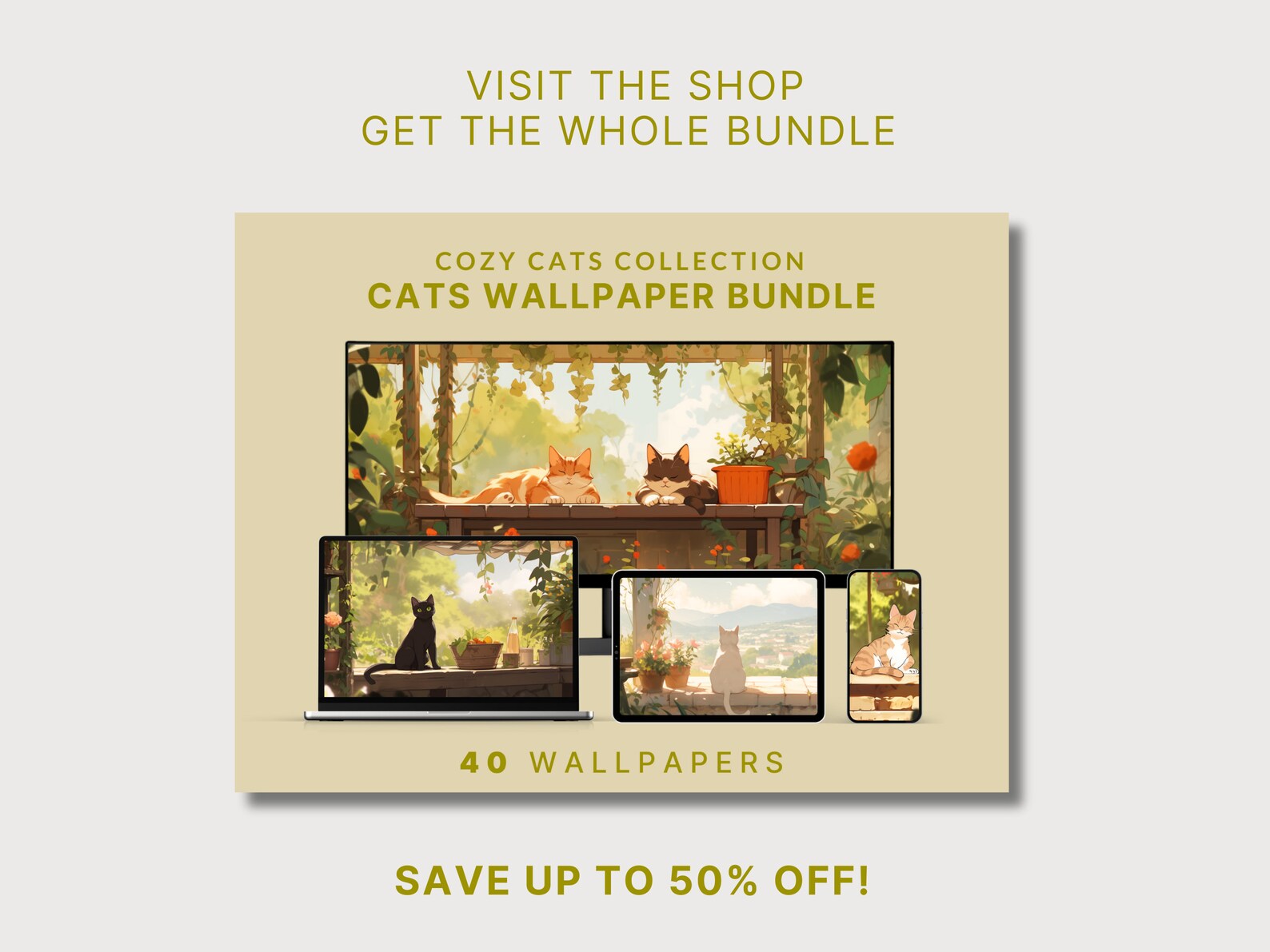 Cute Cat iPad Wallpaper Cottagecore Tablet Wallpaper Kawaii Cat ...