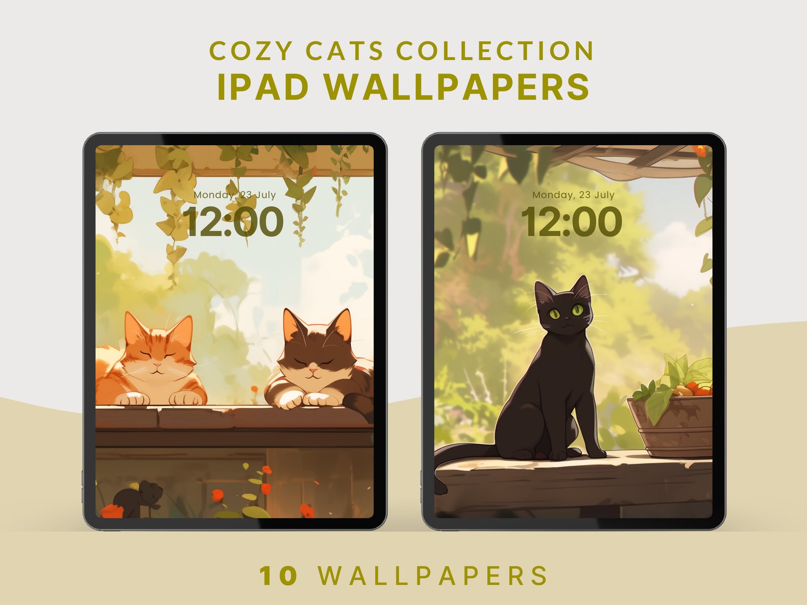 Cute Cat iPad Wallpaper Cottagecore Tablet Wallpaper Kawaii Cat ...