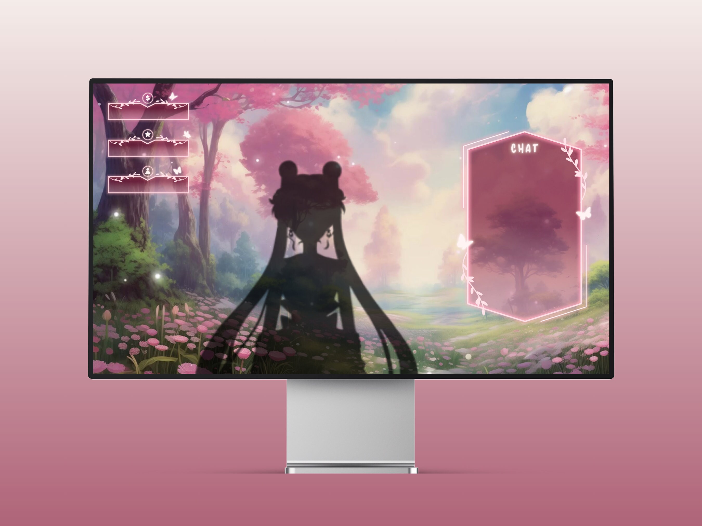 Cute Pink Stream Package Animated Background Vtuber Pink Twitch Overlay ...