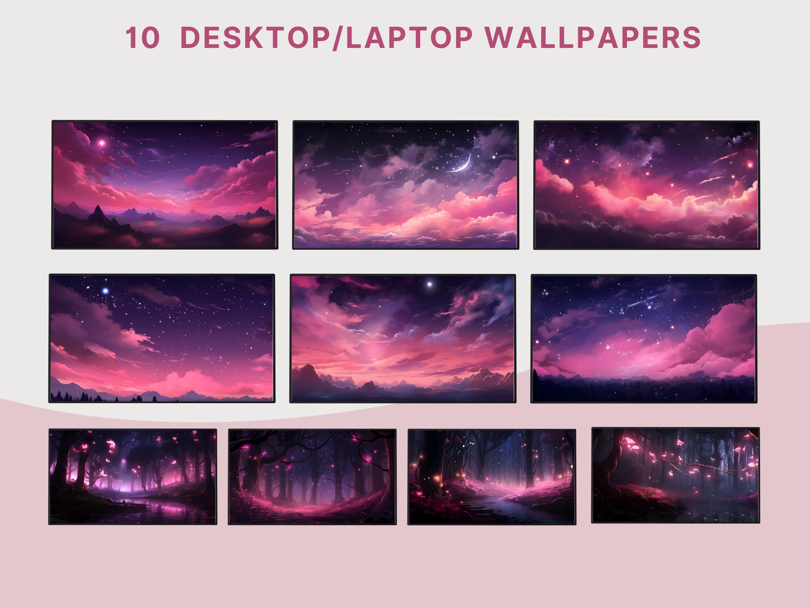 Pink Desktop Wallpaper Aesthetic Pink Sky Desktop Wallpaper - Etsy