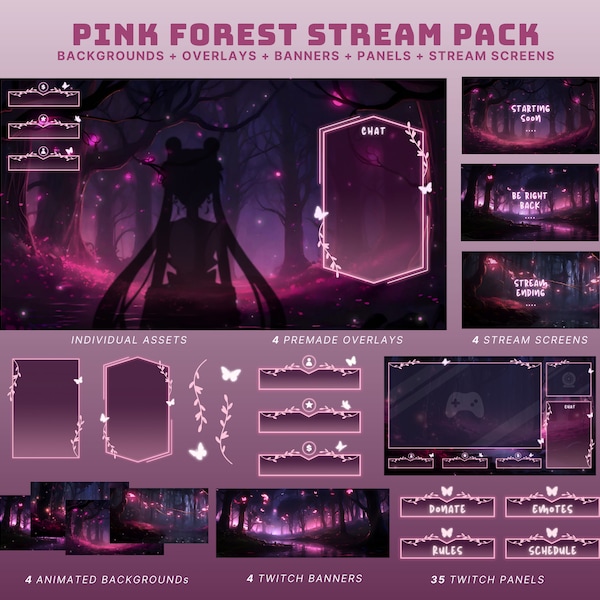 Twitch Background Overlays Pink - Etsy