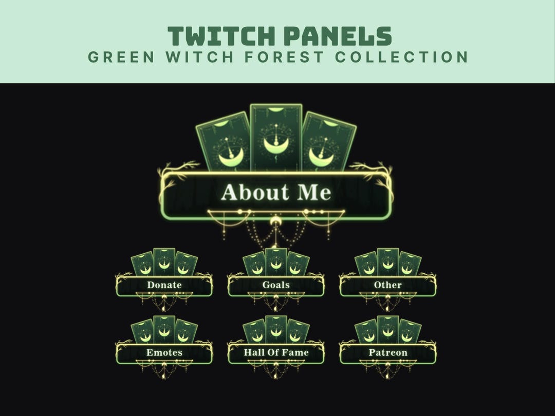 Cozy Twitch Panels Witch Twitch Overlay Green Twitch Panels Glowing ...