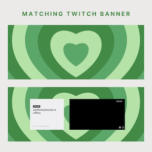 Green Twitch Overlay Retro Twitch Overlay Green Heart Twitch Banner ...