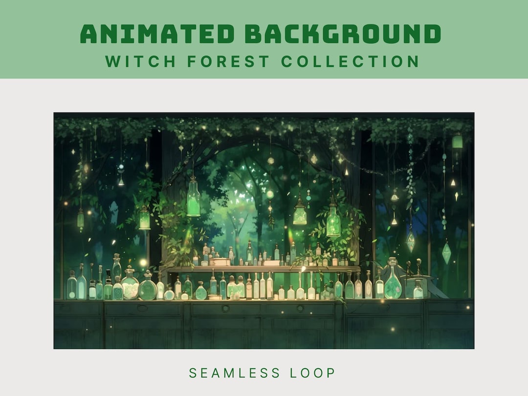 Vtuber Animated Background Green Twitch Overlay Cozy Animated Wallpaper ...