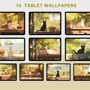 Cute Cat iPad Wallpaper Cottagecore Tablet Wallpaper Kawaii Cat ...