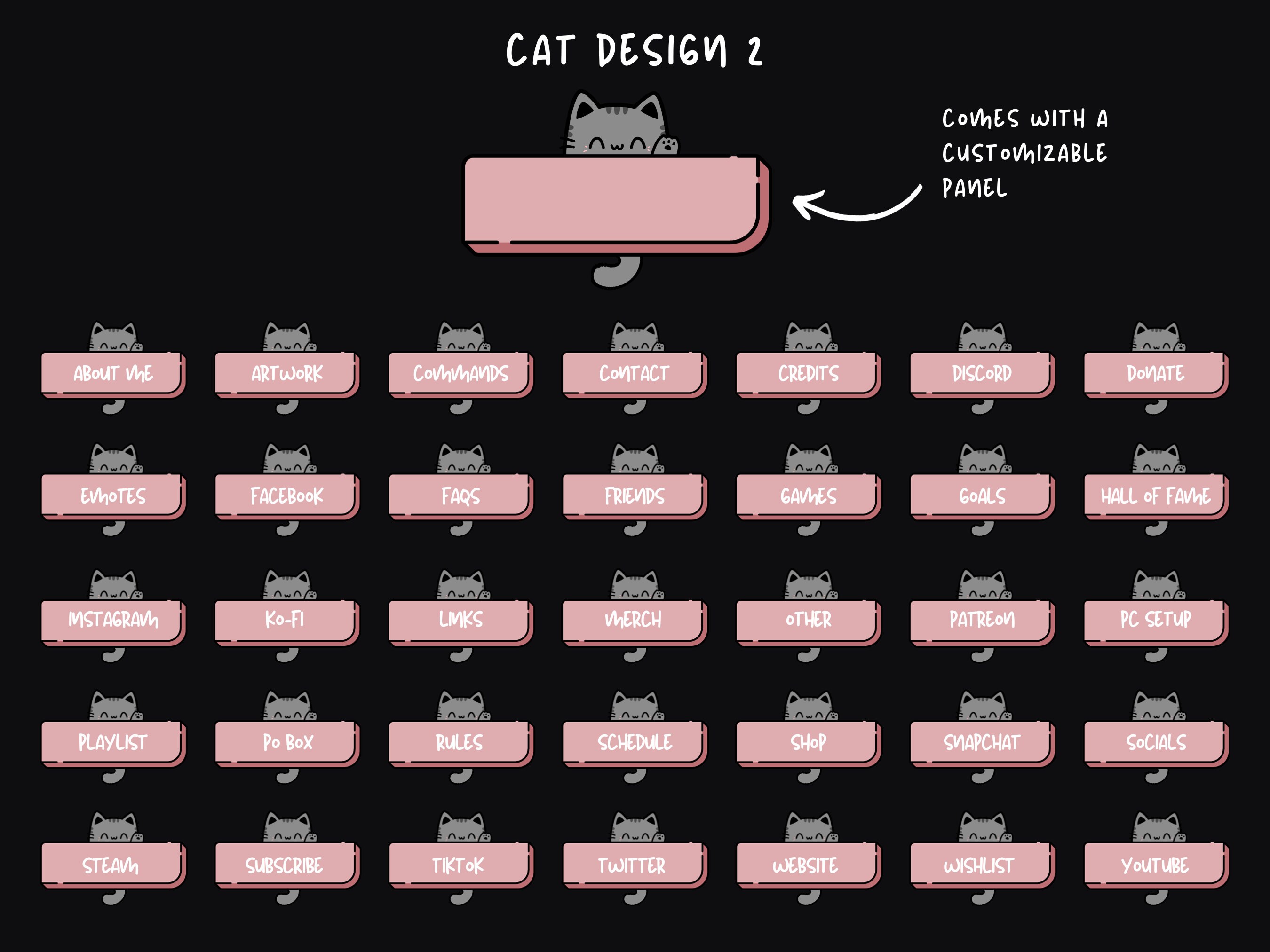Pink Twitch Panels Cat Twitch Panels Cute Twitch Panels Pink Stream ...