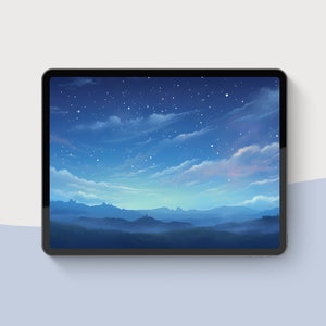 Night Wallpaper Blue Sky Wallpaper Blue Night iPad Wallpaper Anime iPad ...