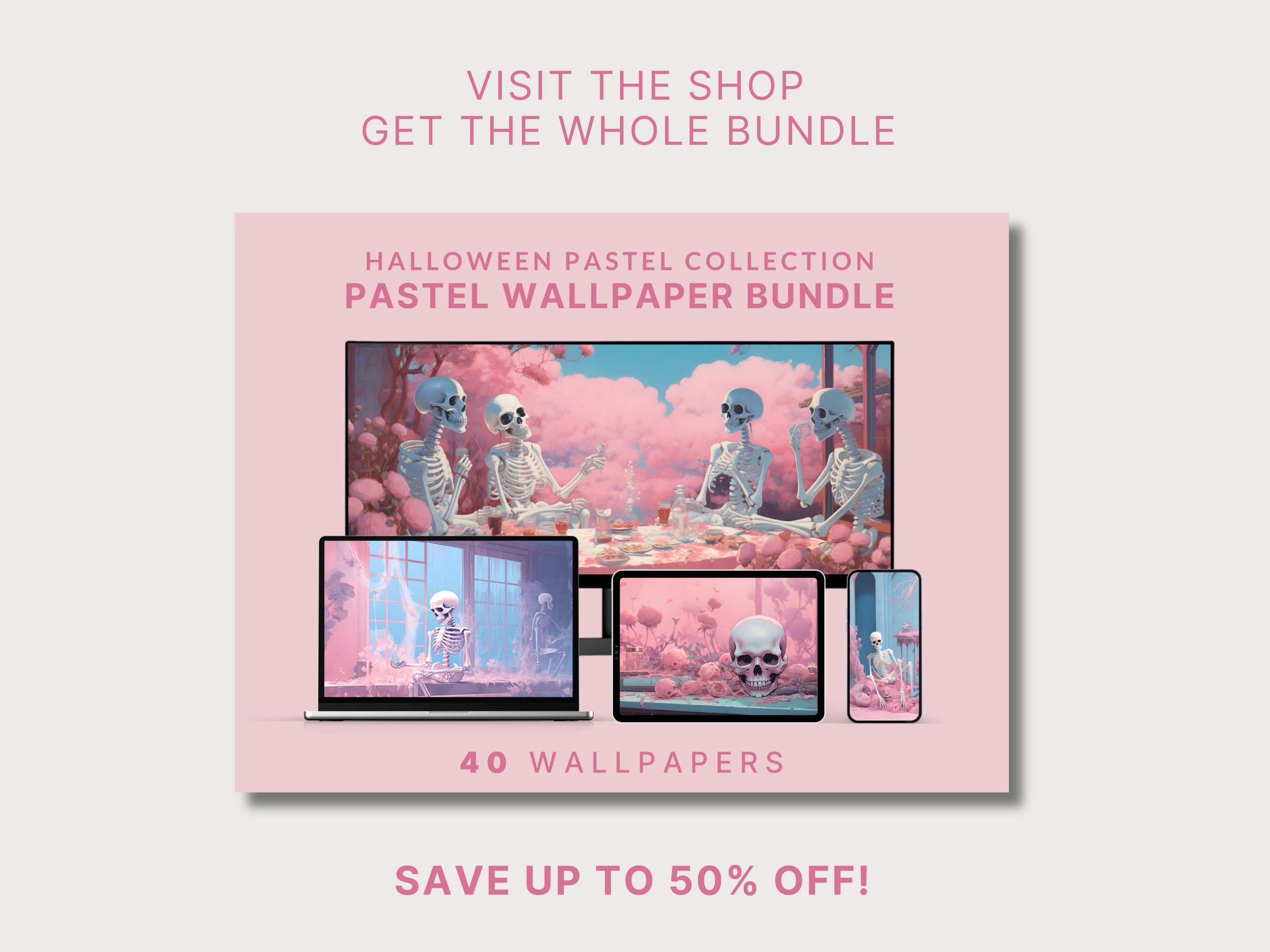 Pastel Halloween Desktop Wallpaper Pink Halloween Wallpaper - Etsy