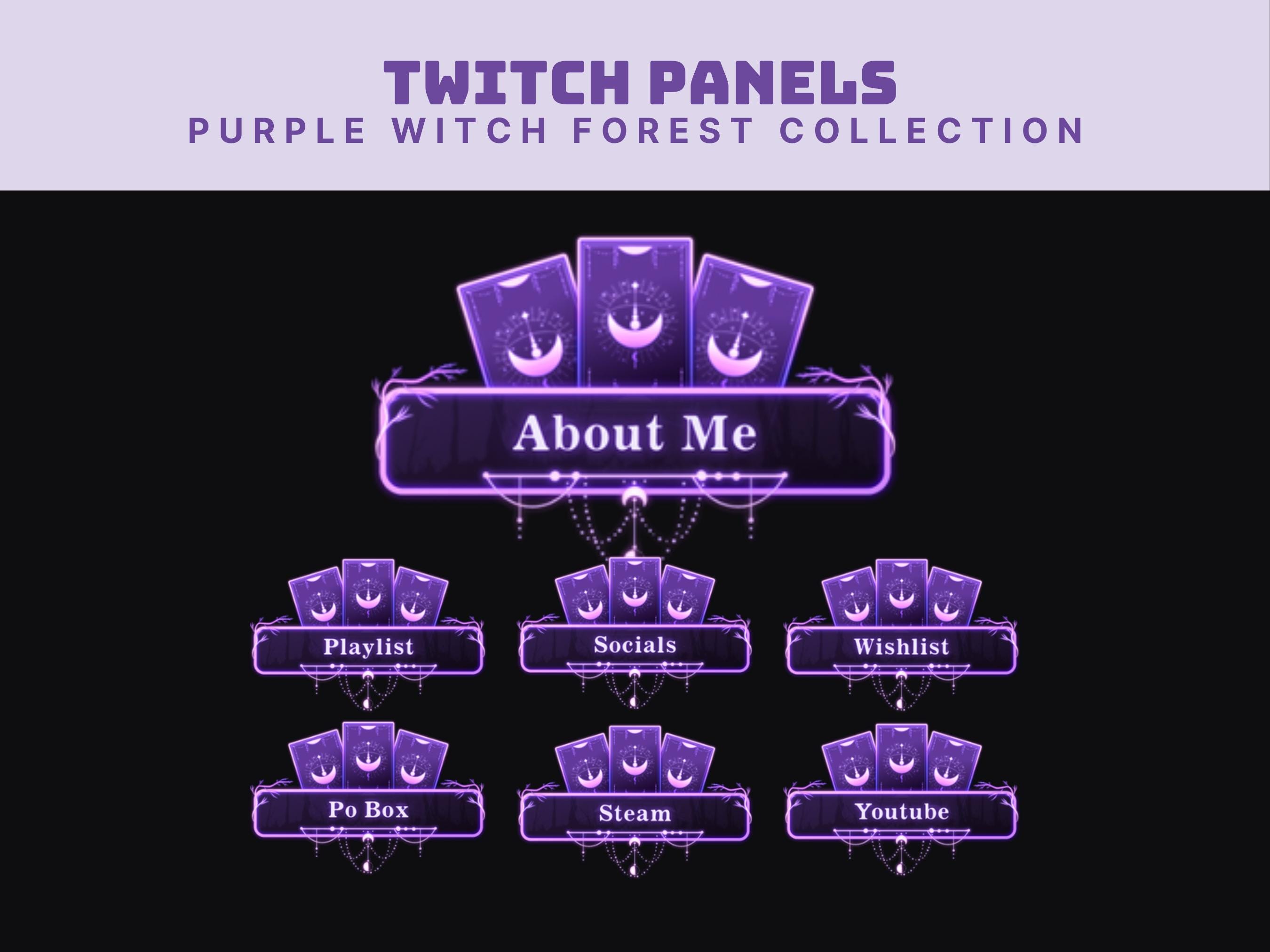 Purple Twitch Panels Witch Twitch Overlay Goth Twitch Panels Glowing ...