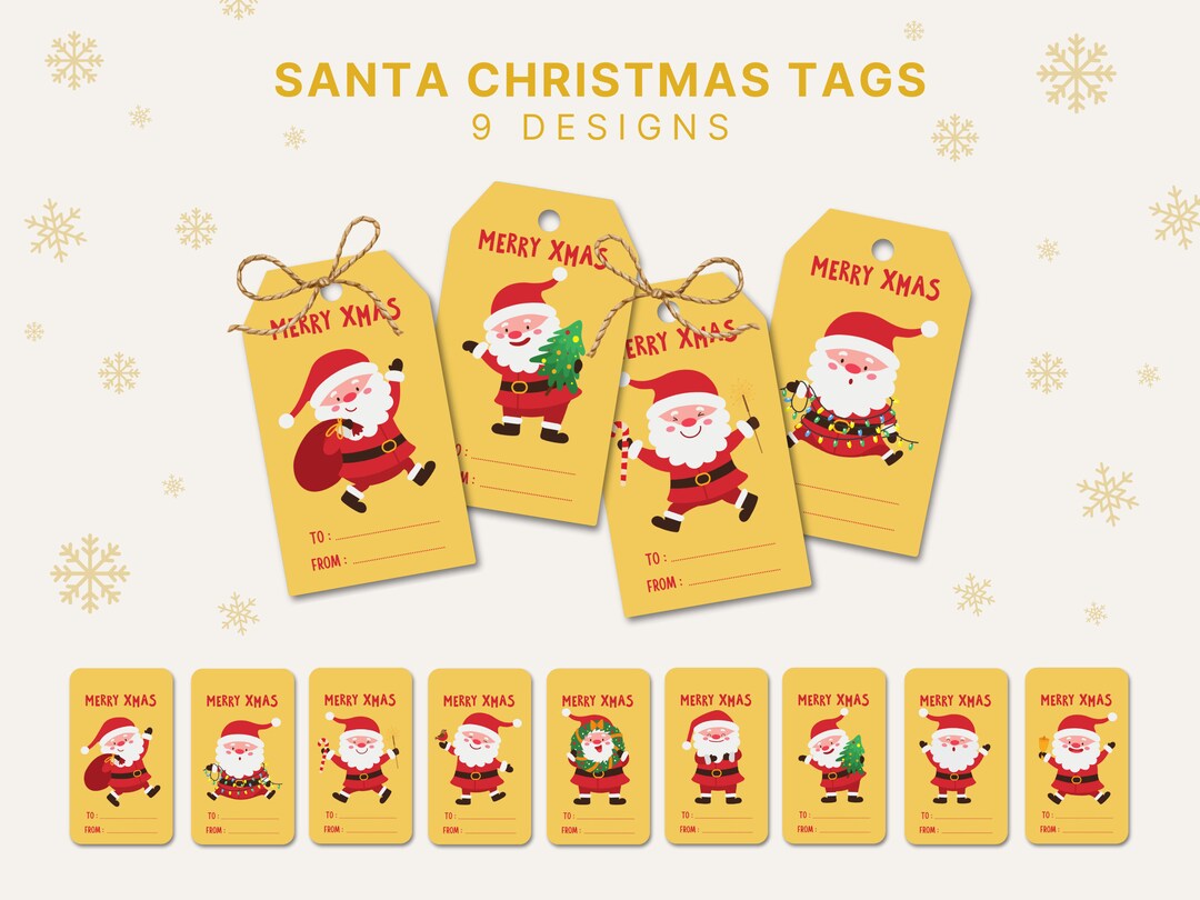 Printable Christmas Card Santa Gift Tag Holiday Greeting Card - Etsy