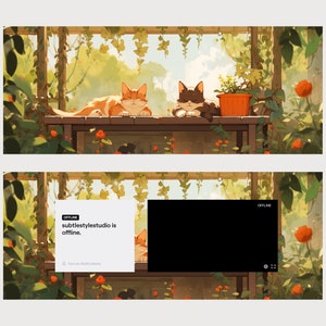 Cats Twitch Banner Cottagecore Twitch Overlay Cozy Cats Twitch Banner ...