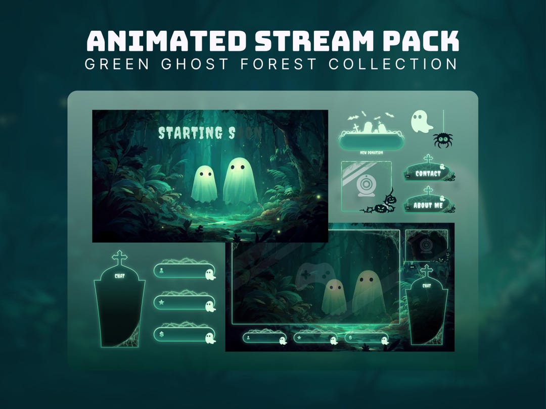 Ghost Stream Package Cozy Forest Overlay Twitch Halloween Stream Pack ...