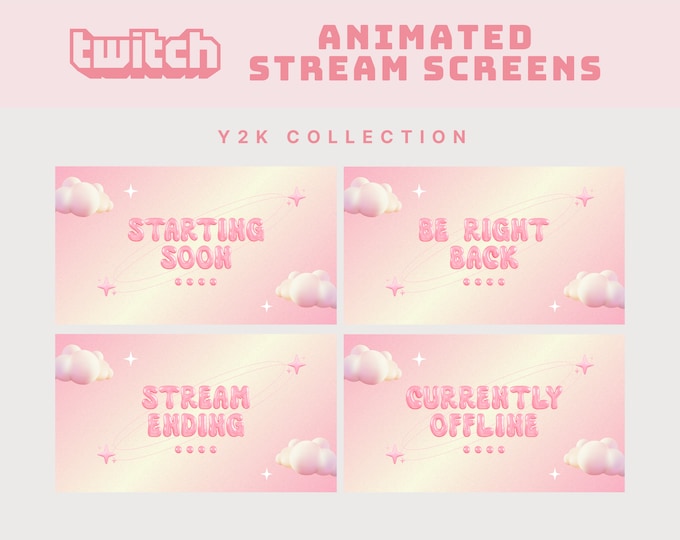 Aesthetic Y2K Pink | Animated Stream Overlay Pack - Etsy Canada