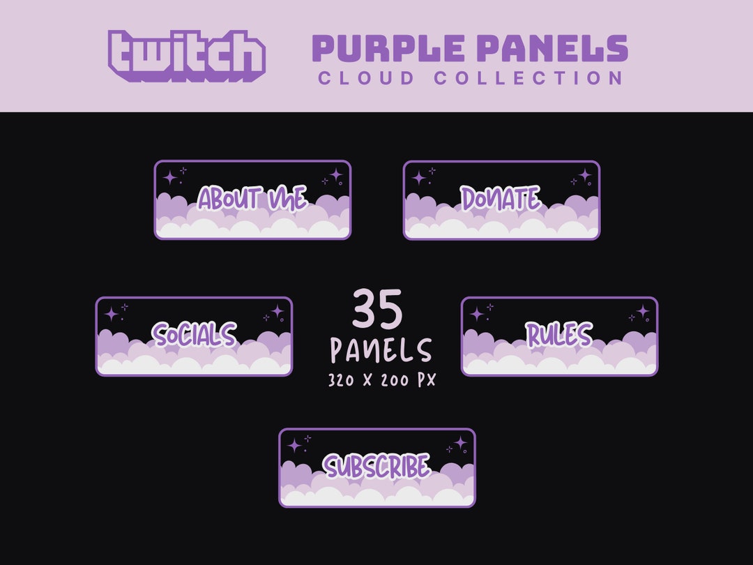 Purple Twitch Panels Cloud Twitch Overlay Cute Stream Panels Cloud Twitch Overlay Purple Cloud ...