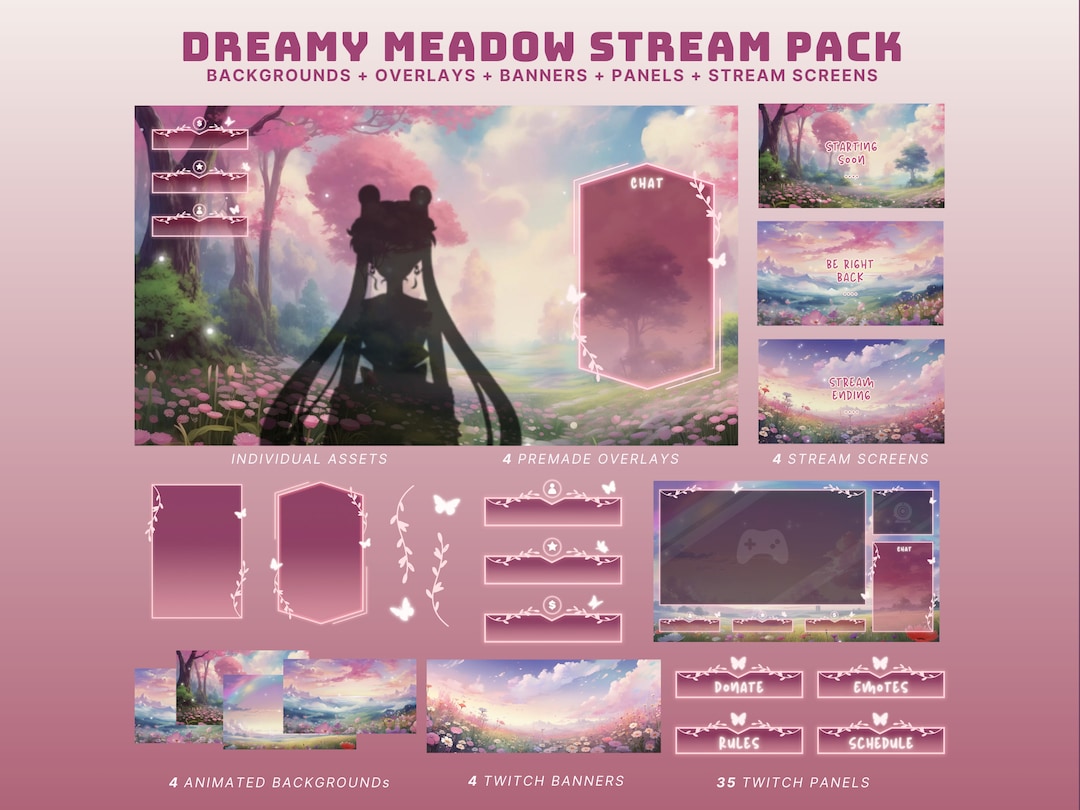Cute Pink Stream Package Animated Background Vtuber Pink Twitch Overlay ... Cute Pink Stream Package Animated Background Vtuber Pink Twitch Overlay ...