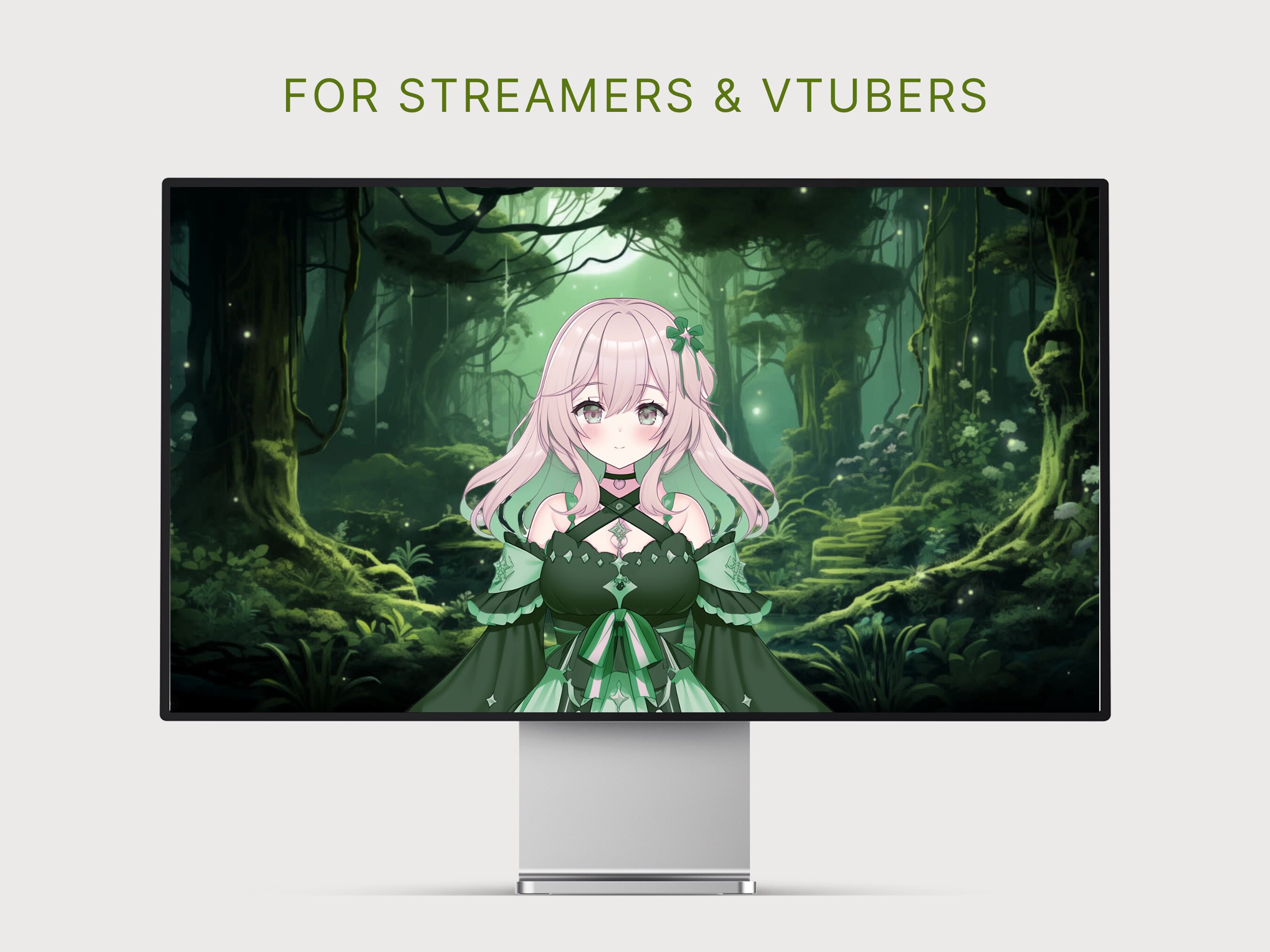 Green Vtuber Background Forest Twitch Overlay Animated Background Cozy ...