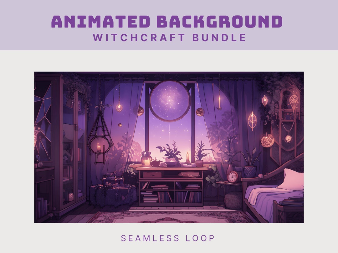 Fundo animado de sala de bruxa fundo animado vtuber fluxo de twitch ...