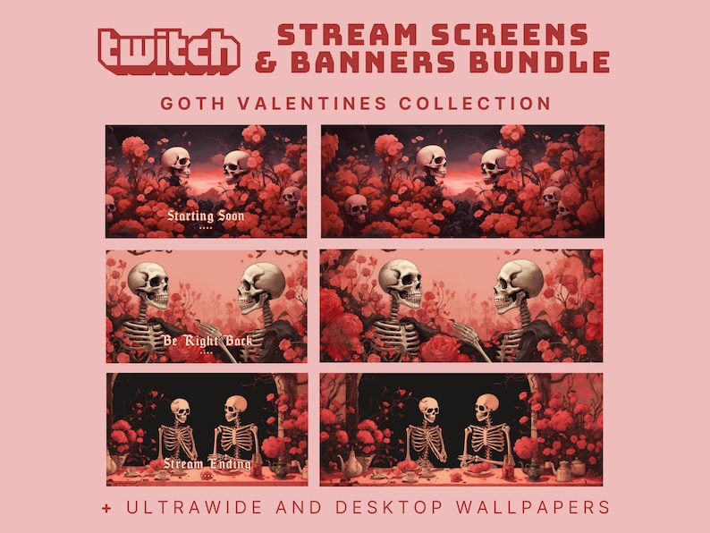 Valentines Goth Twitch Overlay Dark Valentine Banner Valentine Gothic ...