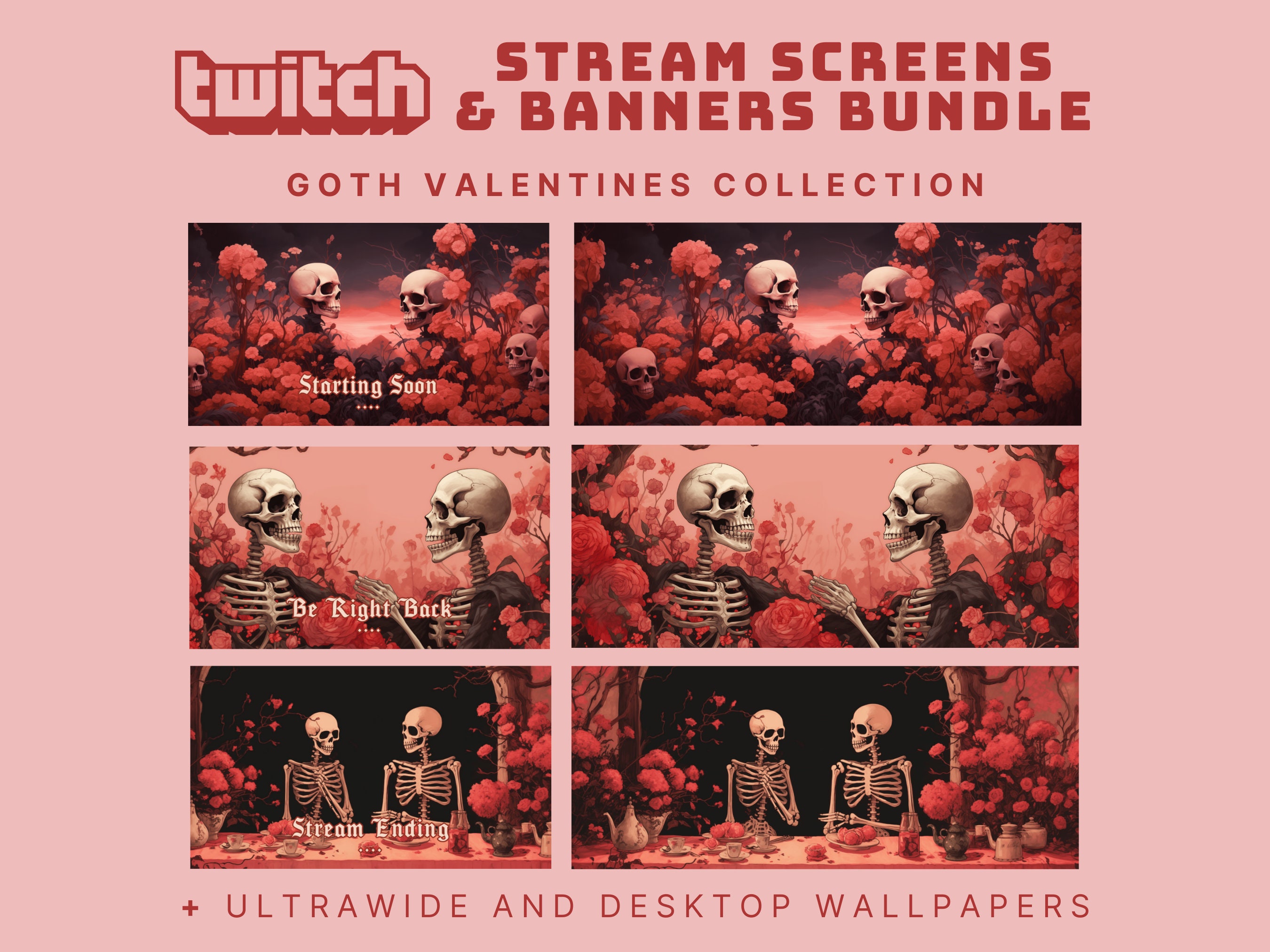 Valentines Goth Twitch Overlay Dark Valentine Banner Valentine Gothic ...
