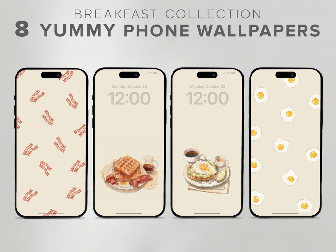 IPhone Cute Wallpaper Breakfast Eggs Bacon Food Wallpaper Digital ...