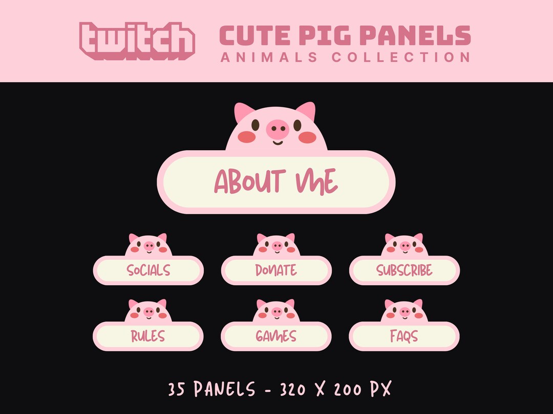 Pink Twitch Panels Cute Twitch Panels Cute Pig Twitch Panels Kawaii ...