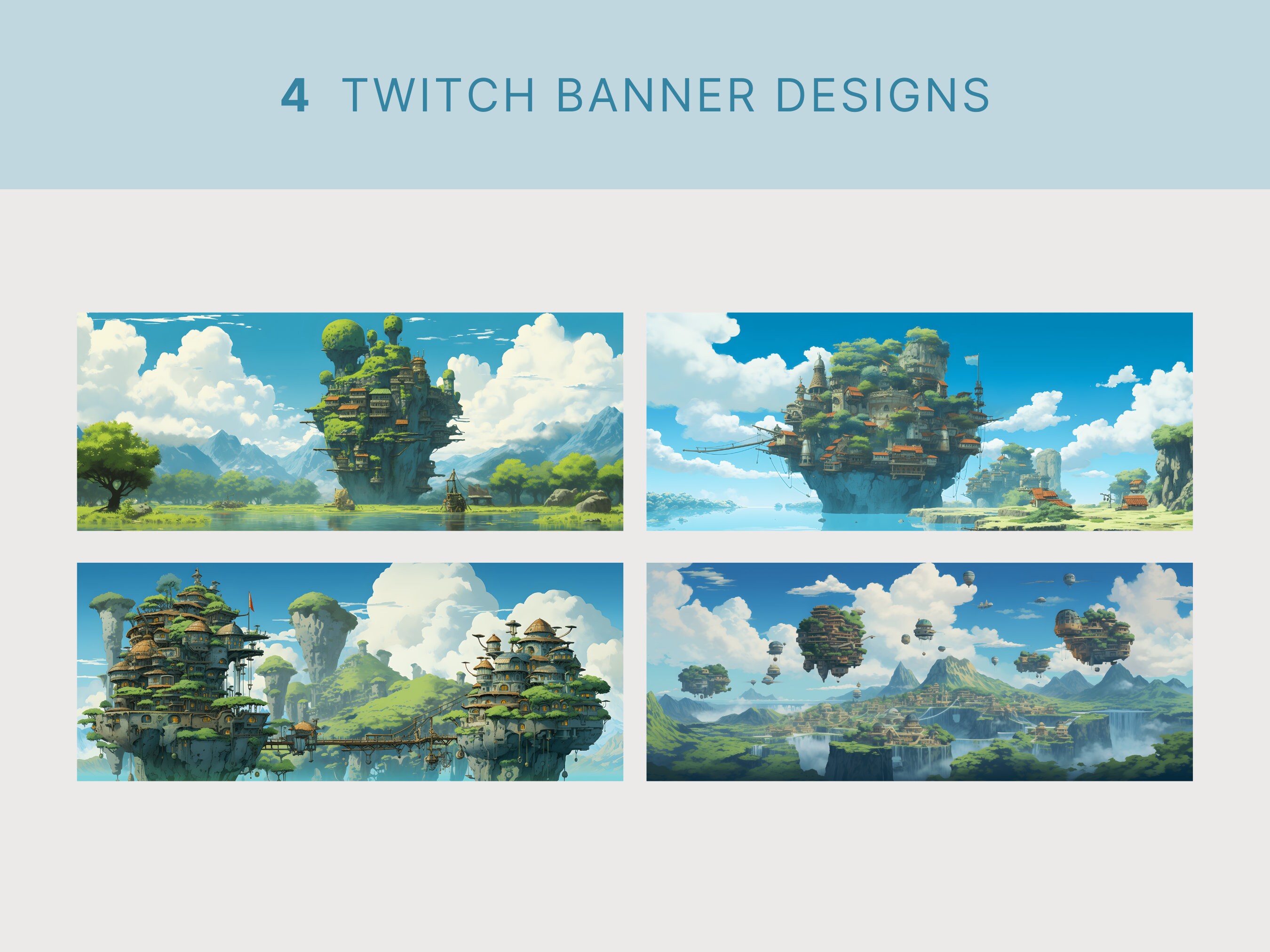 Ghibli Animated Stream Screen Castle on the Sky Twitch Stream Screen ...