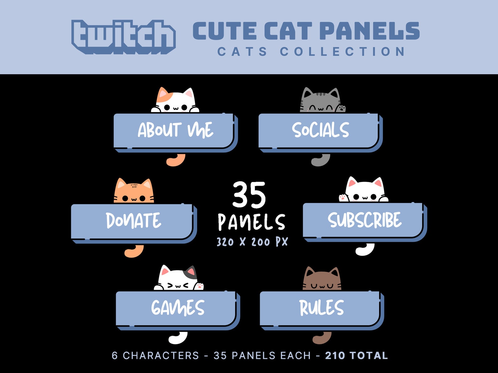 Cute Twitch Panels Cat Twitch Panels Kawaii Twitch Panels Cat - Etsy