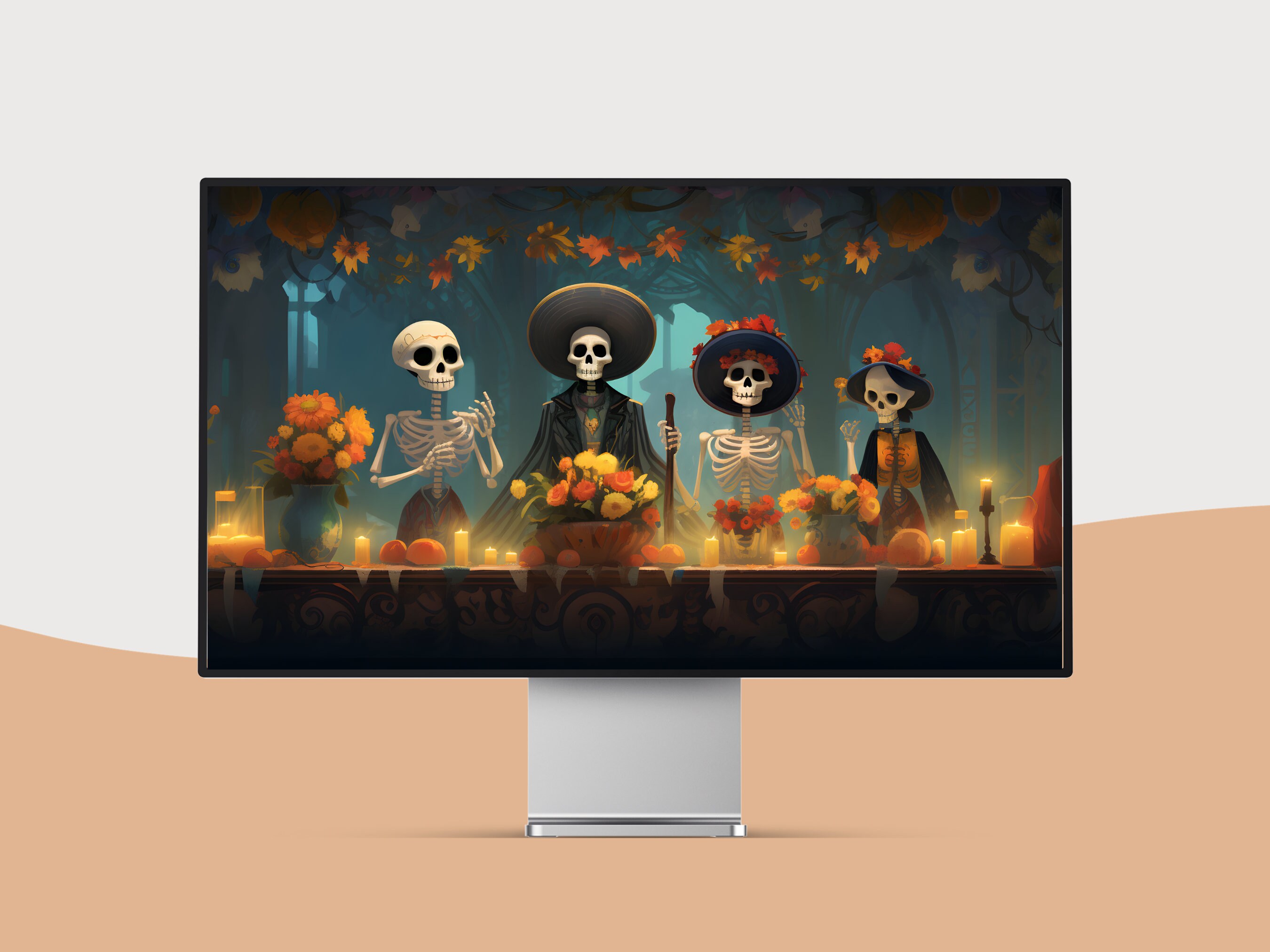 Desktop Wallpaper Halloween Wallpaper Day of the Dead - Etsy