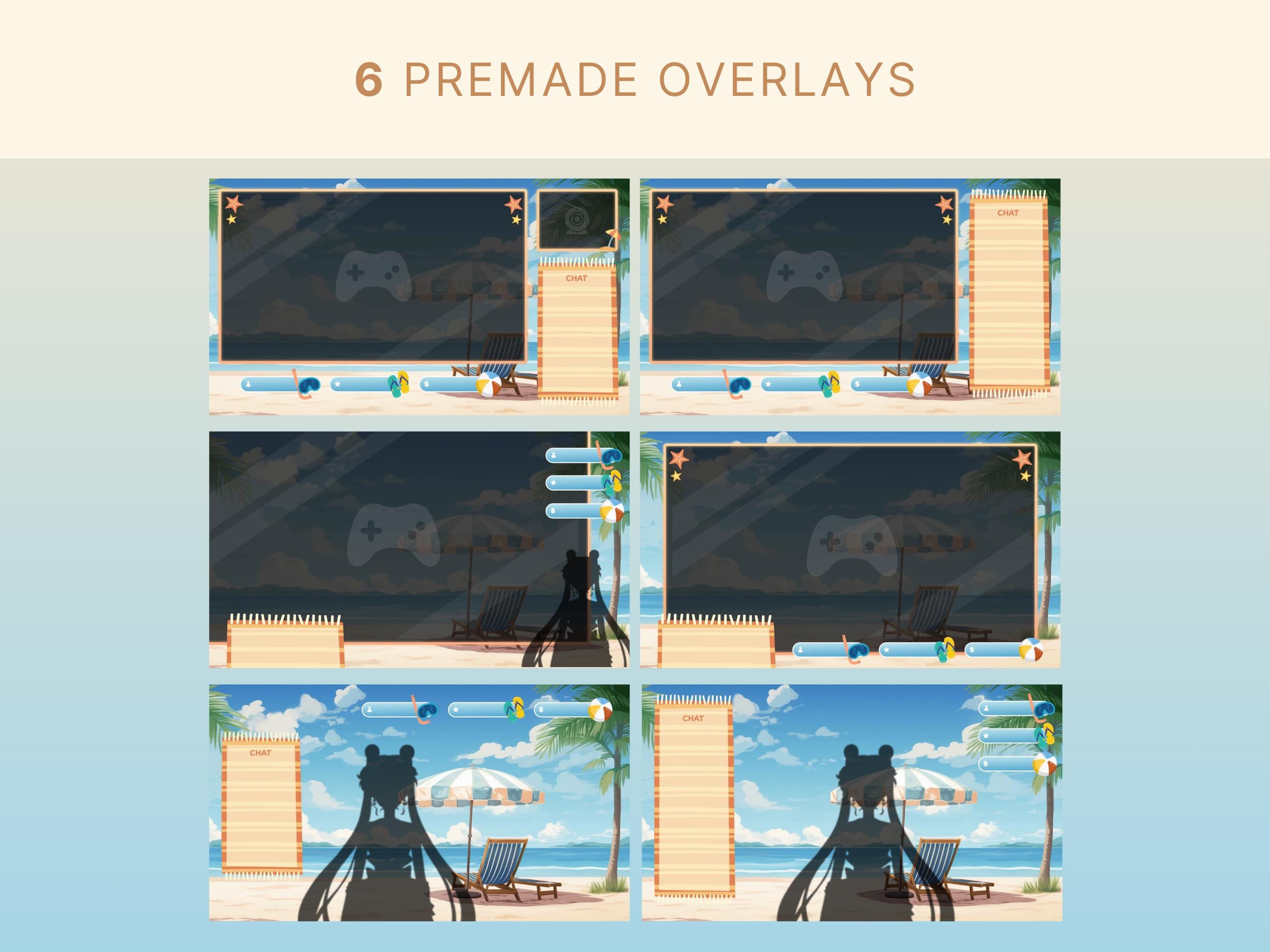 Cozy Beach Stream Pack Summer Twitch Package Animated Beach Vtuber ...