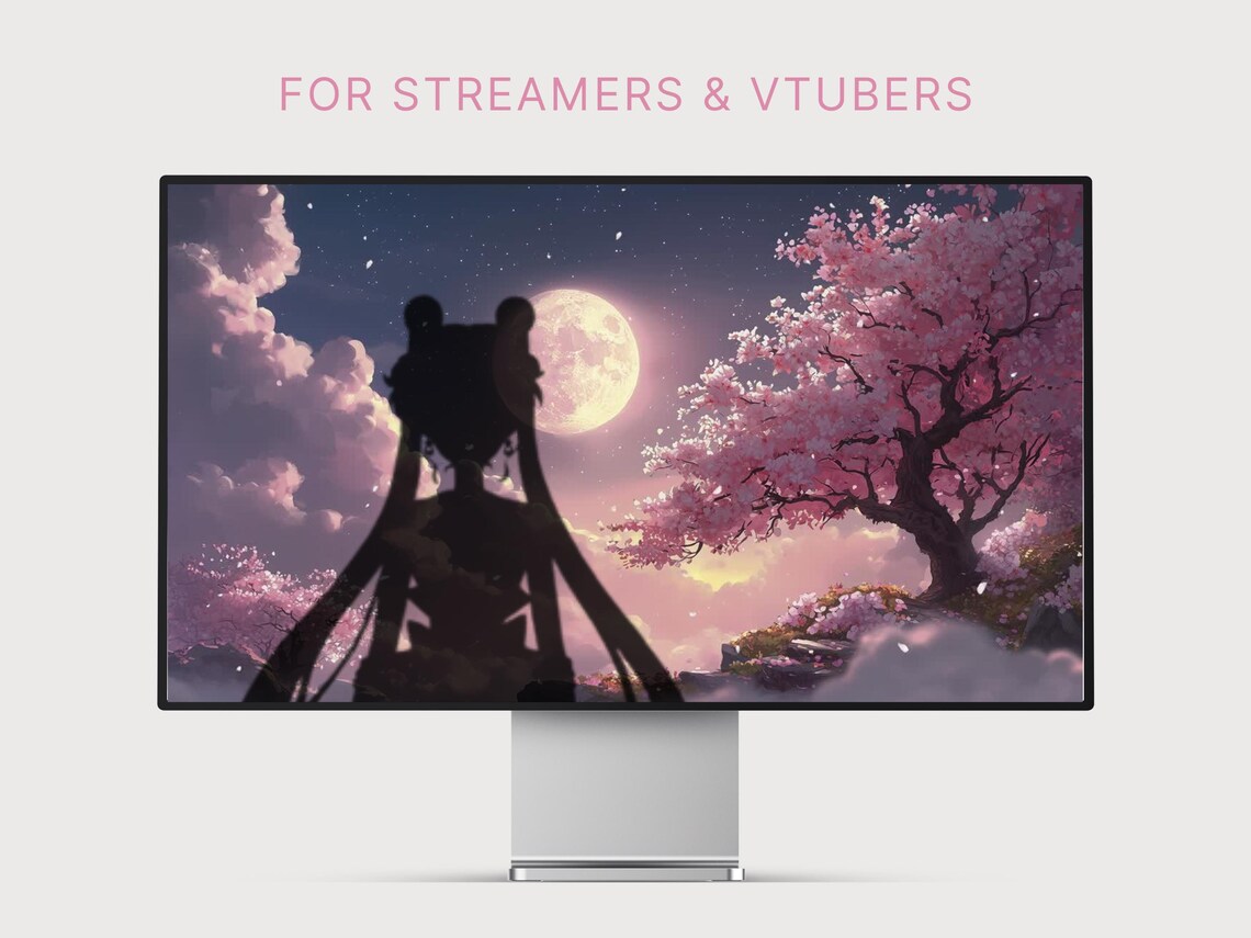 Moon Vtuber Background Magical Stream Overlay Cozy Sakura Twitch ...