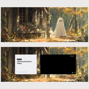 Cute Ghost Twitch Banner Cottagecore Twitch Overlay Cozy Halloween Twitch Banner Ghost Halloween ...