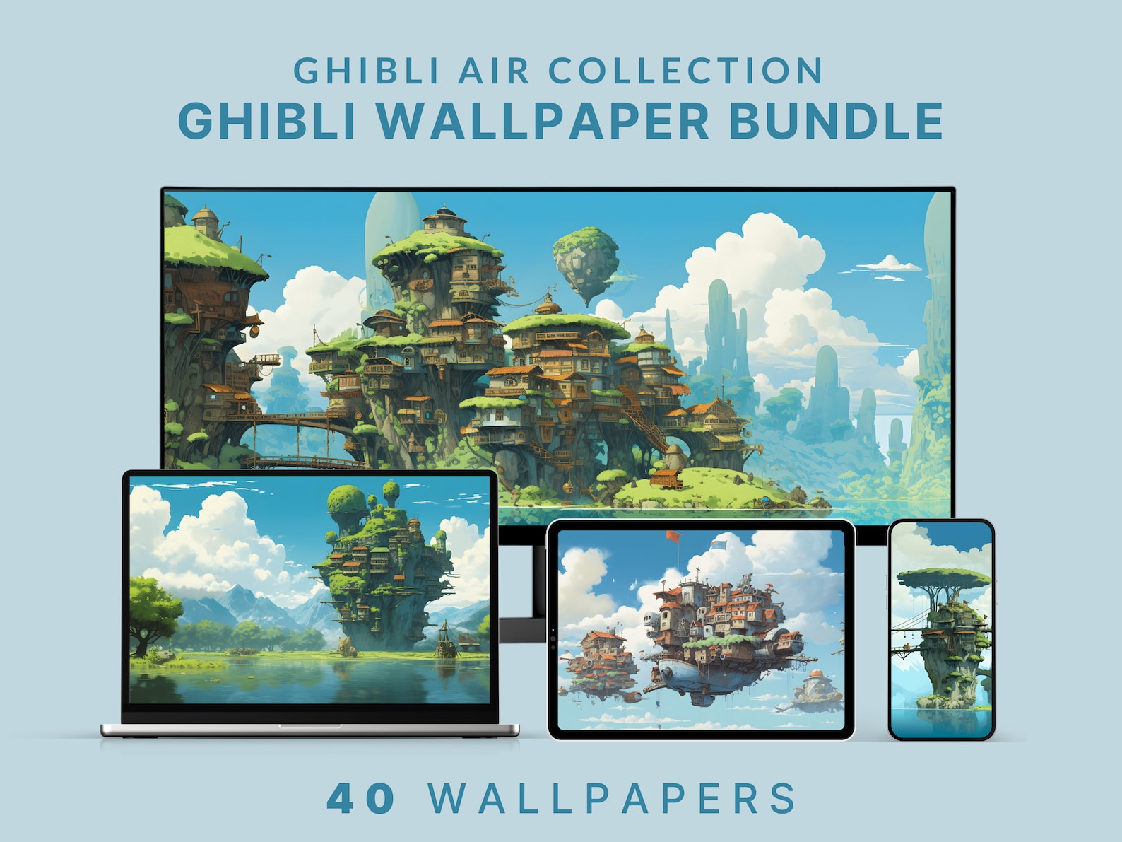 Studio Ghibli Inspired Wallpaper Anime Desktop Wallpaper Mega Bundle ...