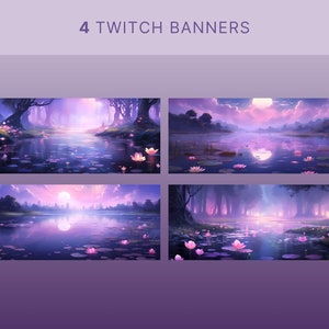 Purple Twitch Overlay Animated Vtuber Background Pond Twitch Overlay ...
