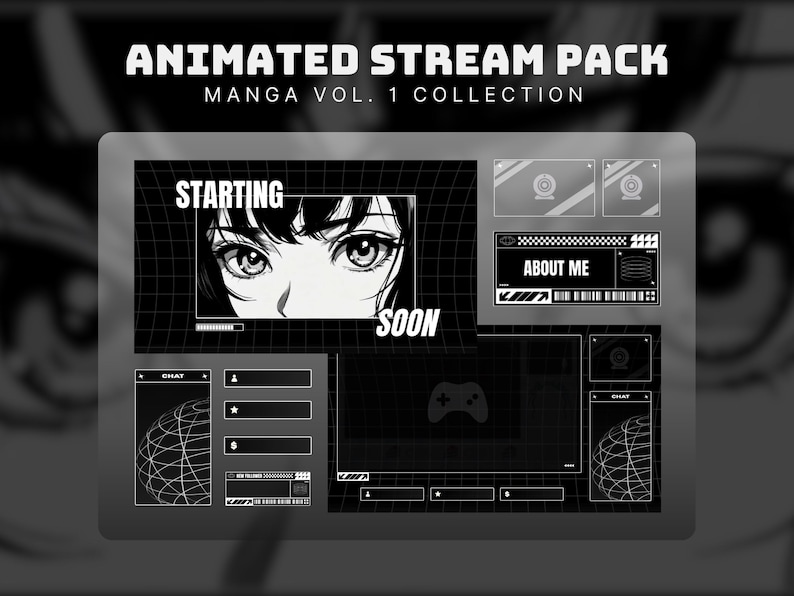 Anime Girl Stream Pack Minimalist Anime Twitch Overlay Manga Twitch ...