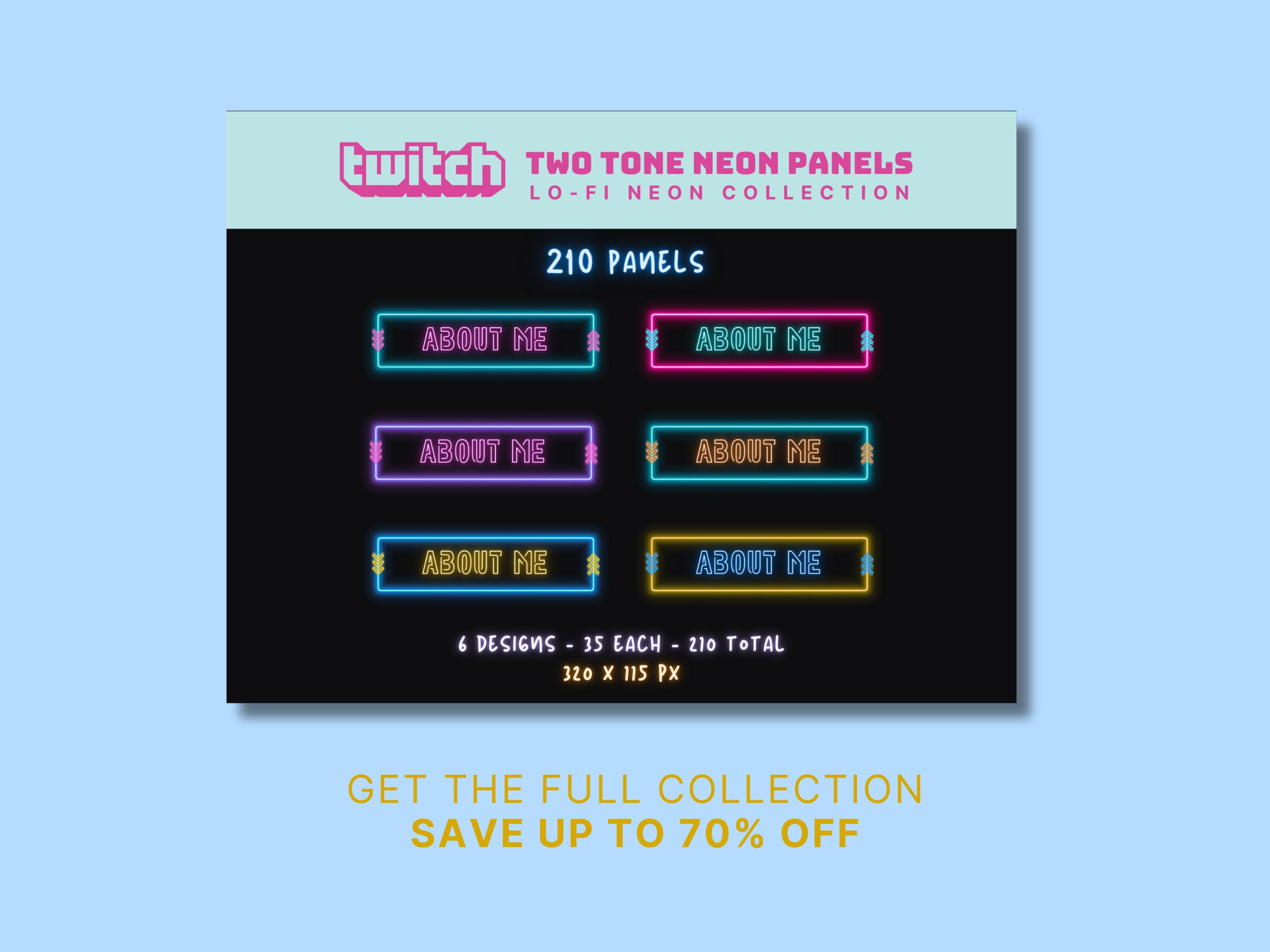 Blue Twitch Panels Neon Twitch Panel Neon Blue Twitch Panel Yellow Lofi ...