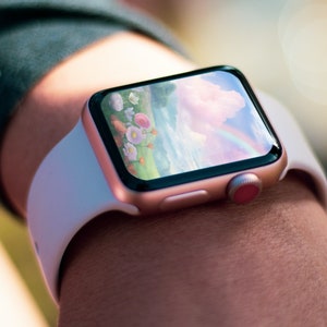 Floral Apple Watch Face Pastel Watch Wallpaper Pink Sky Watch Wallpaper ...