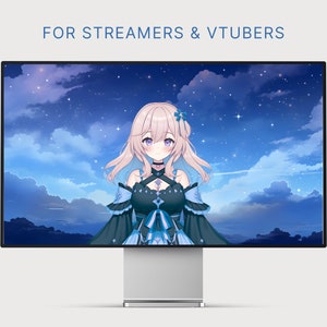 Blue Animated Vtuber Blue Twitch Overlay Vtuber Sky Stream Overlay ...
