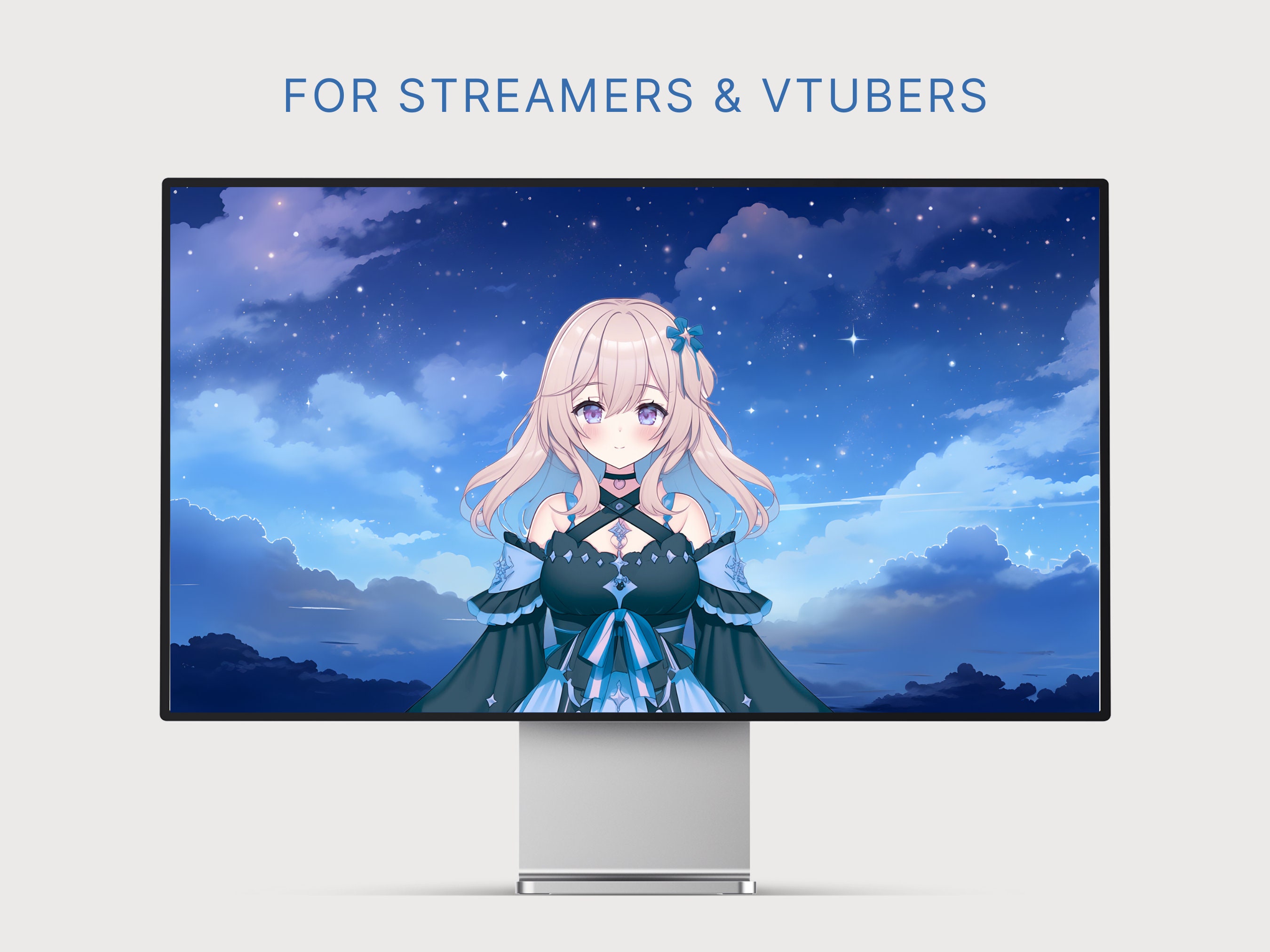 Blue Animated Vtuber Blue Twitch Overlay Vtuber Sky Stream Overlay ...
