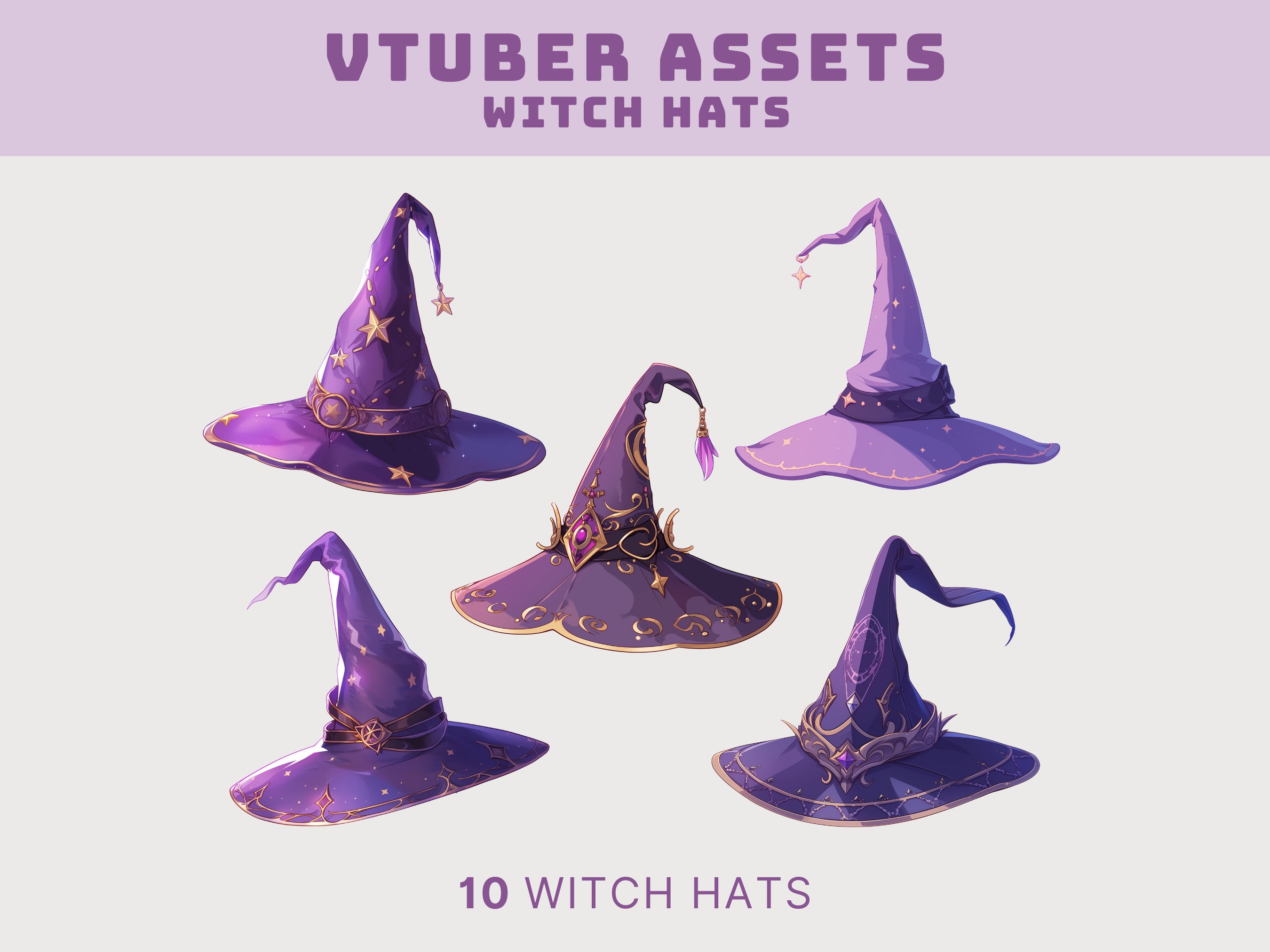 Vtuber Witch Hat Asset Purple Overlay Twitch Hat Purple Vtuber Assets Halloween Hat Vtuber Witch ...