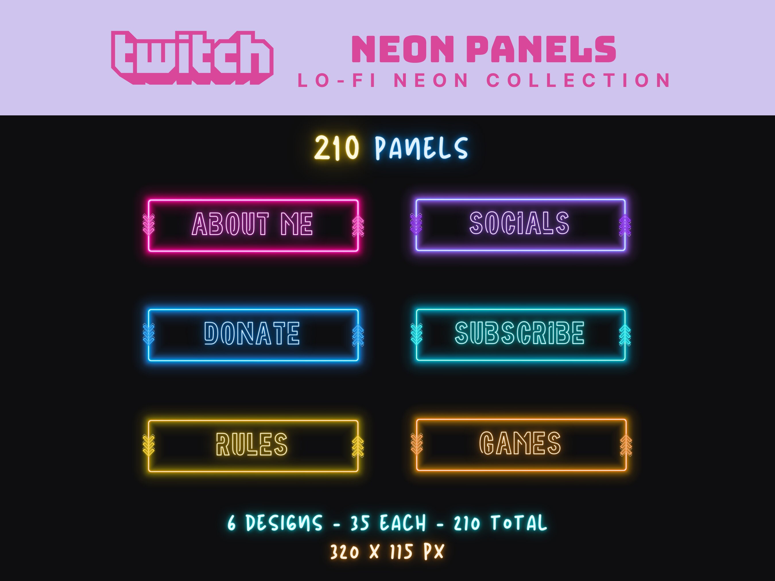 Neon Twitch Panels Pink Twitch Panels Purple Twitch Panels Blue Twitch ...