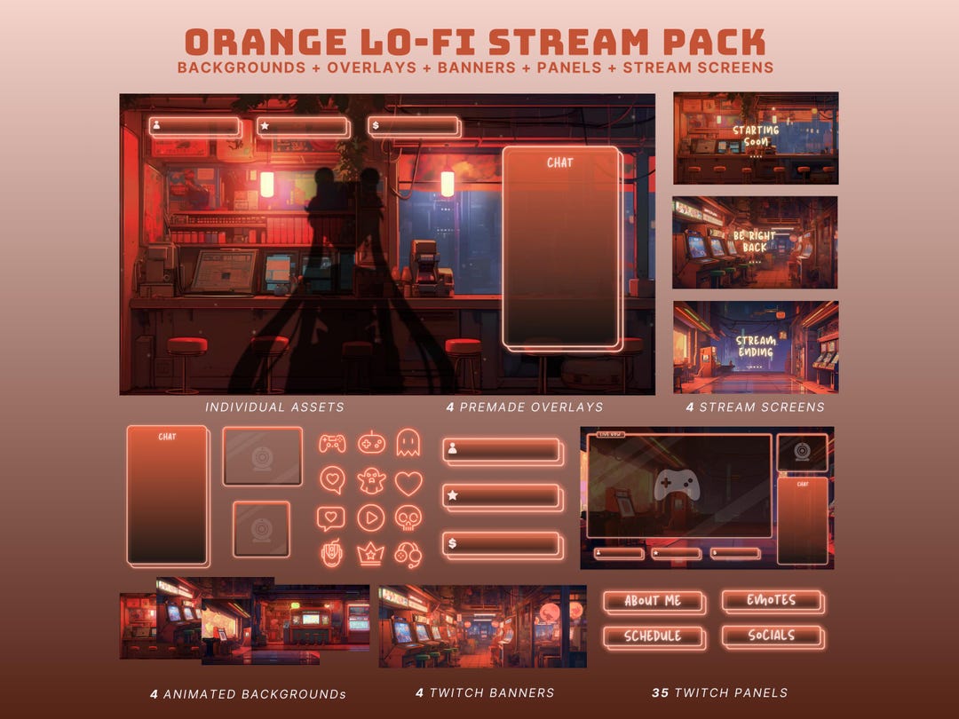 Lofi Twitch Overlay Vtuber Stream Overlay Lofi Twitch Banners Animated ...