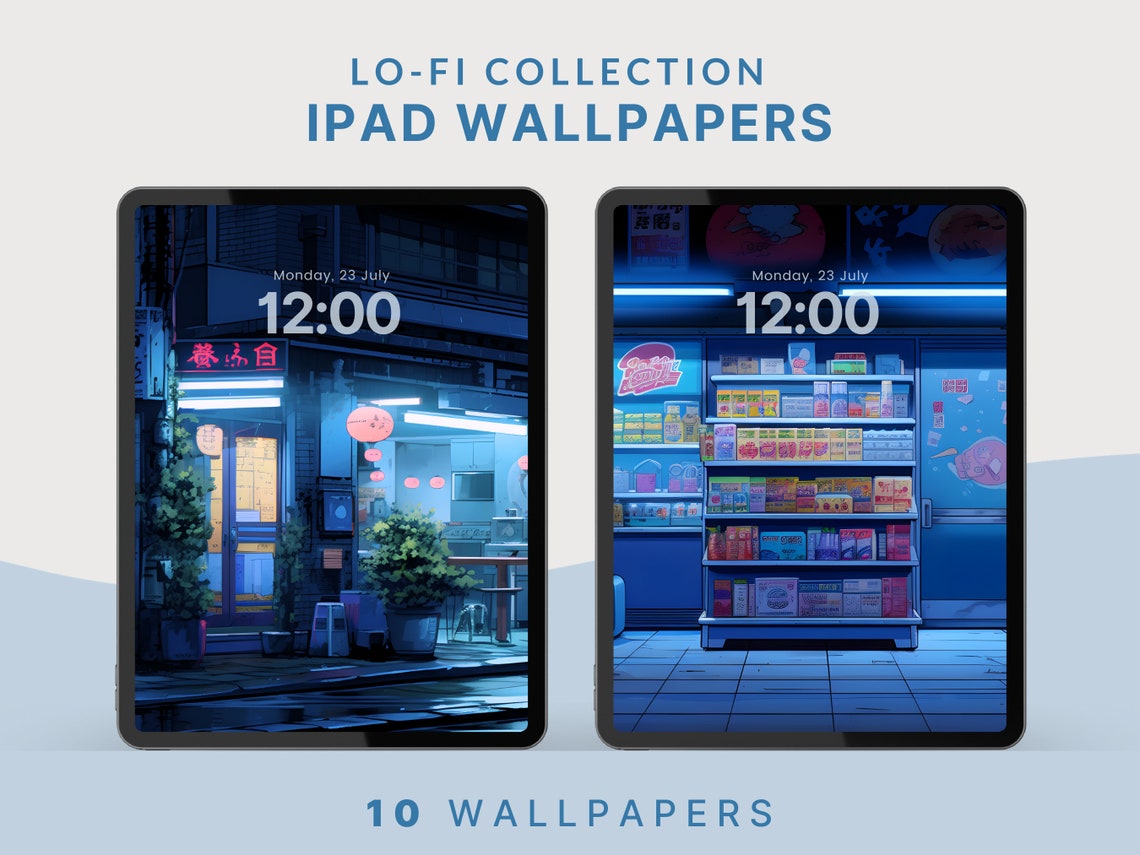 Lofi iPad Wallpaper Blue Lofi Anime iPad Wallpaper Pink - Etsy