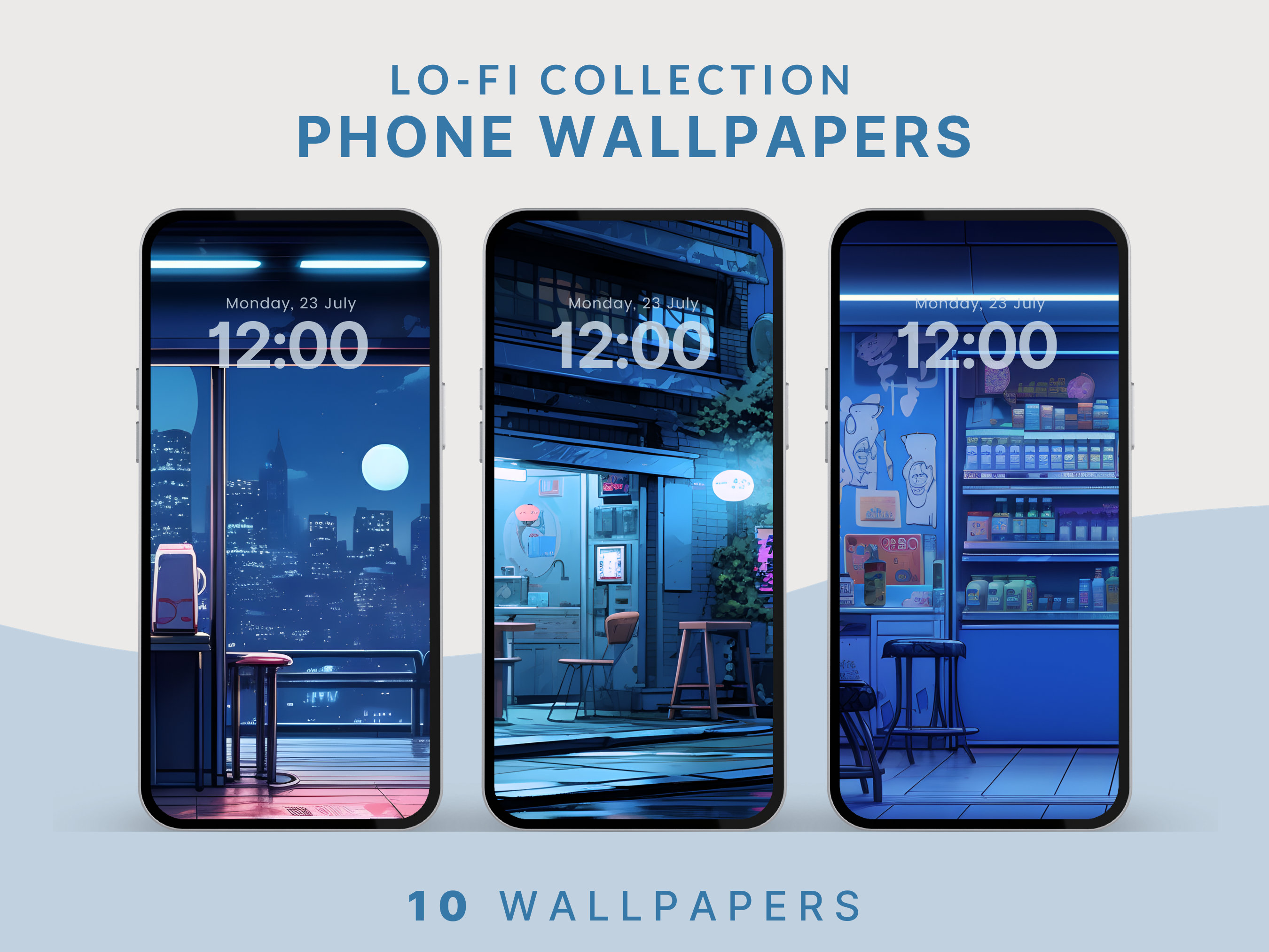 IPhone Lofi Wallpaper Blue Lofi Wallpaper Blue Anime Wallpaper - Etsy