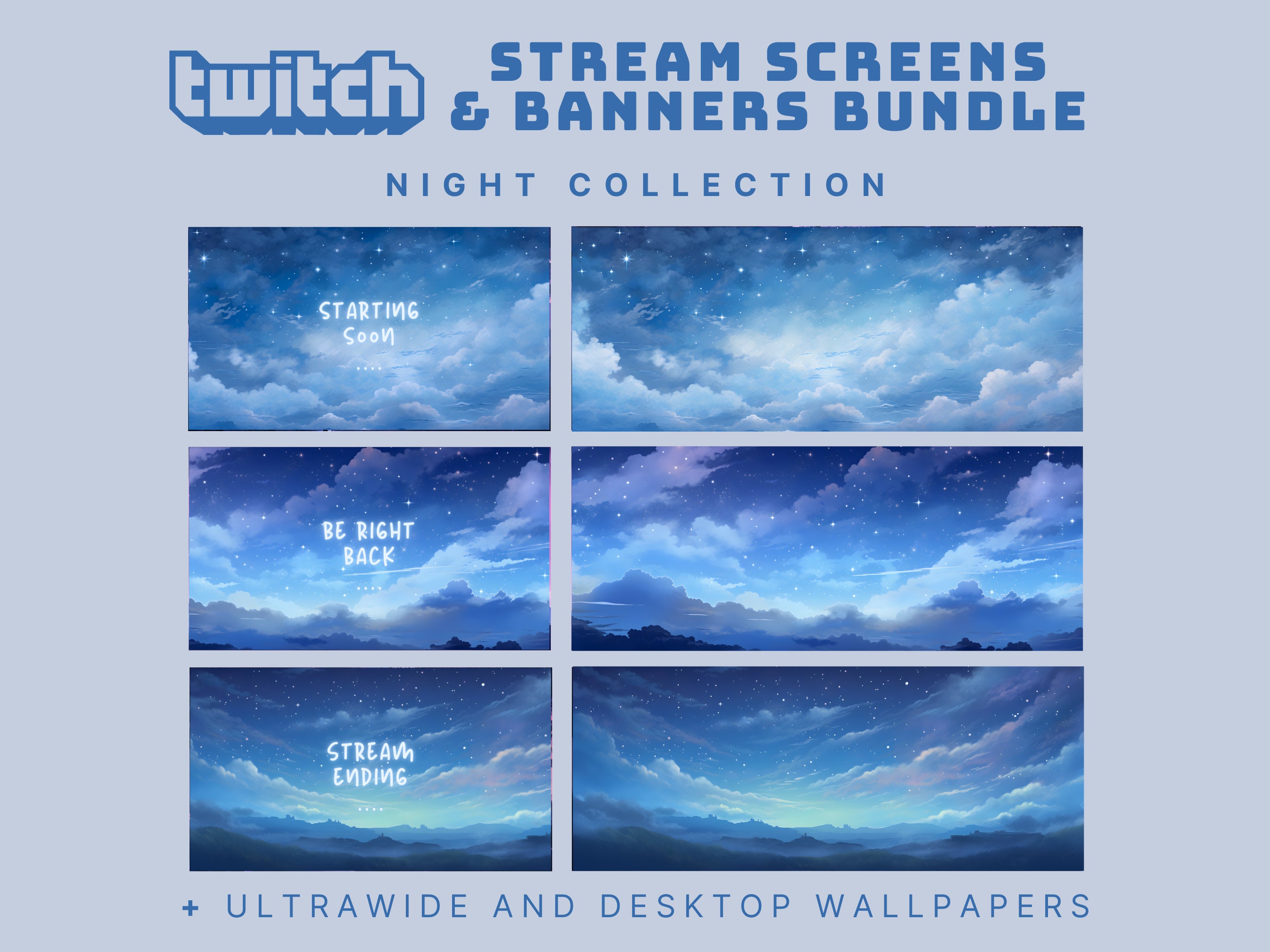 Blue Animated Stream Screen Blue Sky Twitch Stream Screen Blue Twitch ...