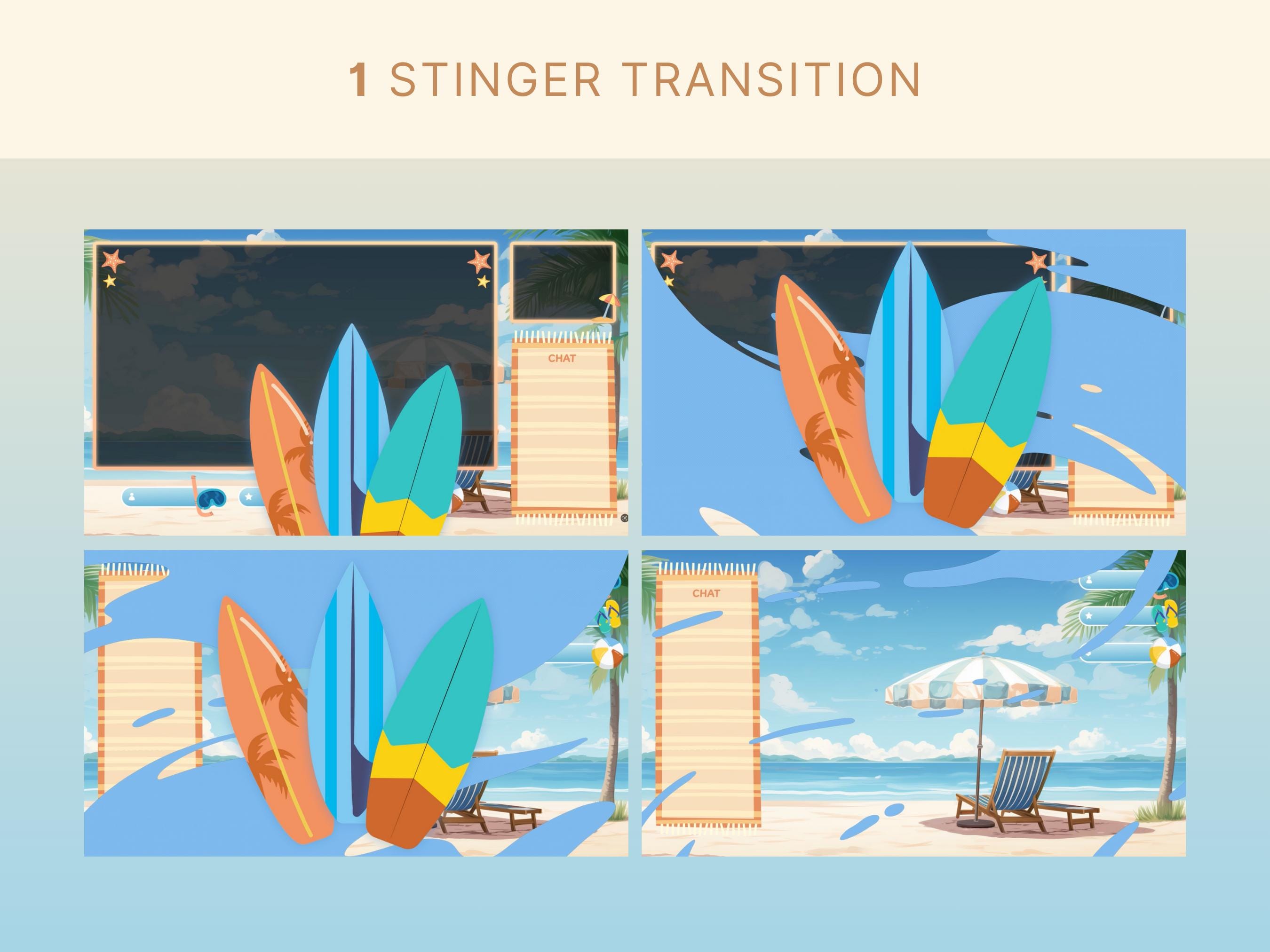 Cozy Beach Stream Pack Summer Twitch Package Animated Beach Vtuber ...