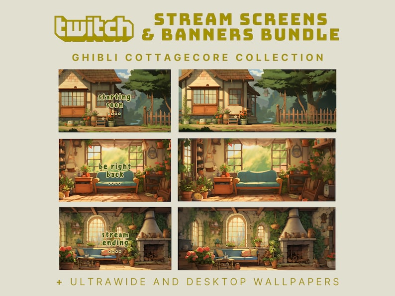 Studio Ghibli Animated Stream Screen Cottagecore Twitch Banner - Etsy