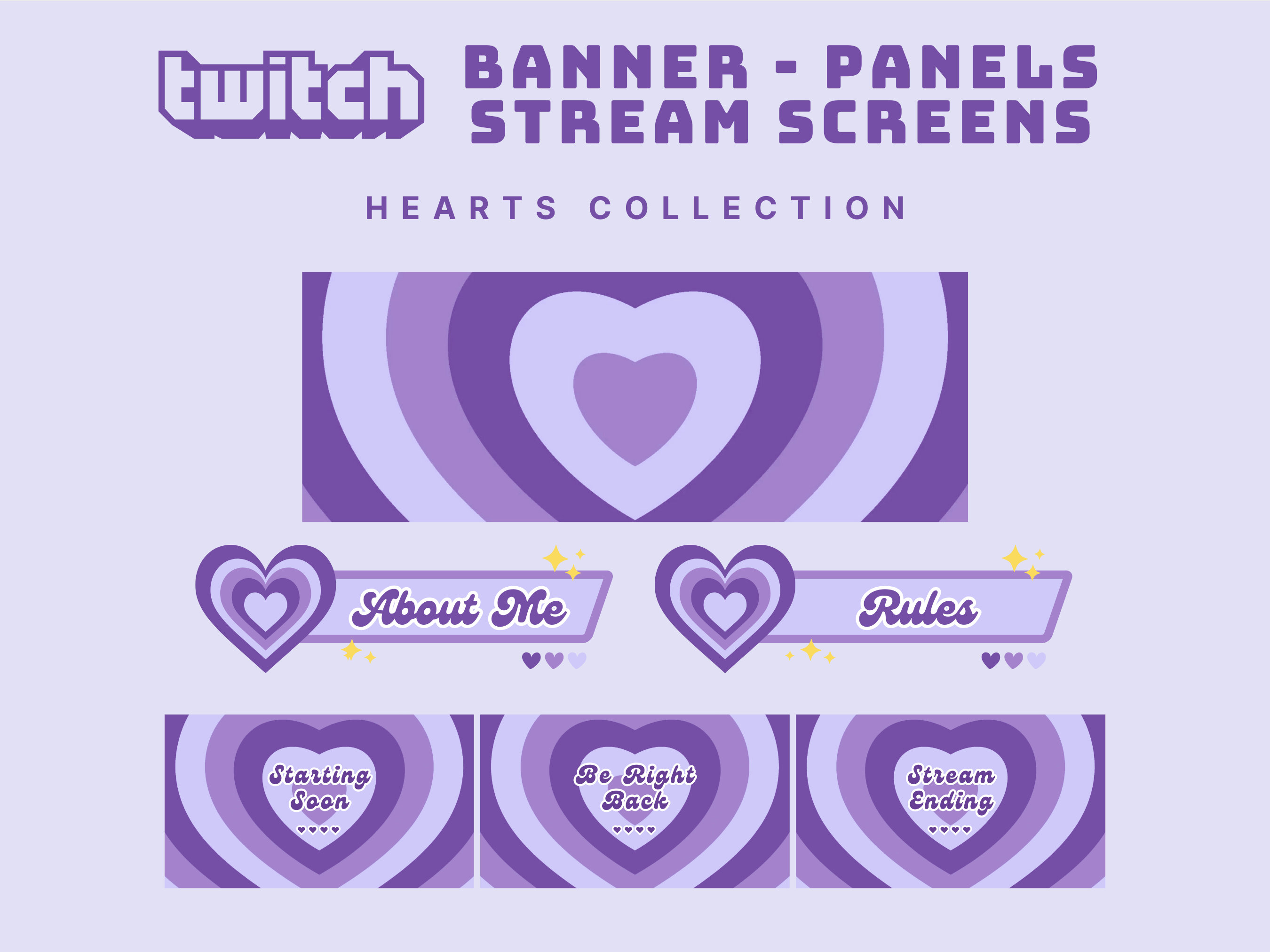 Purple Heart Twitch Overlay Purple Retro Twitch Overlay Purple ...