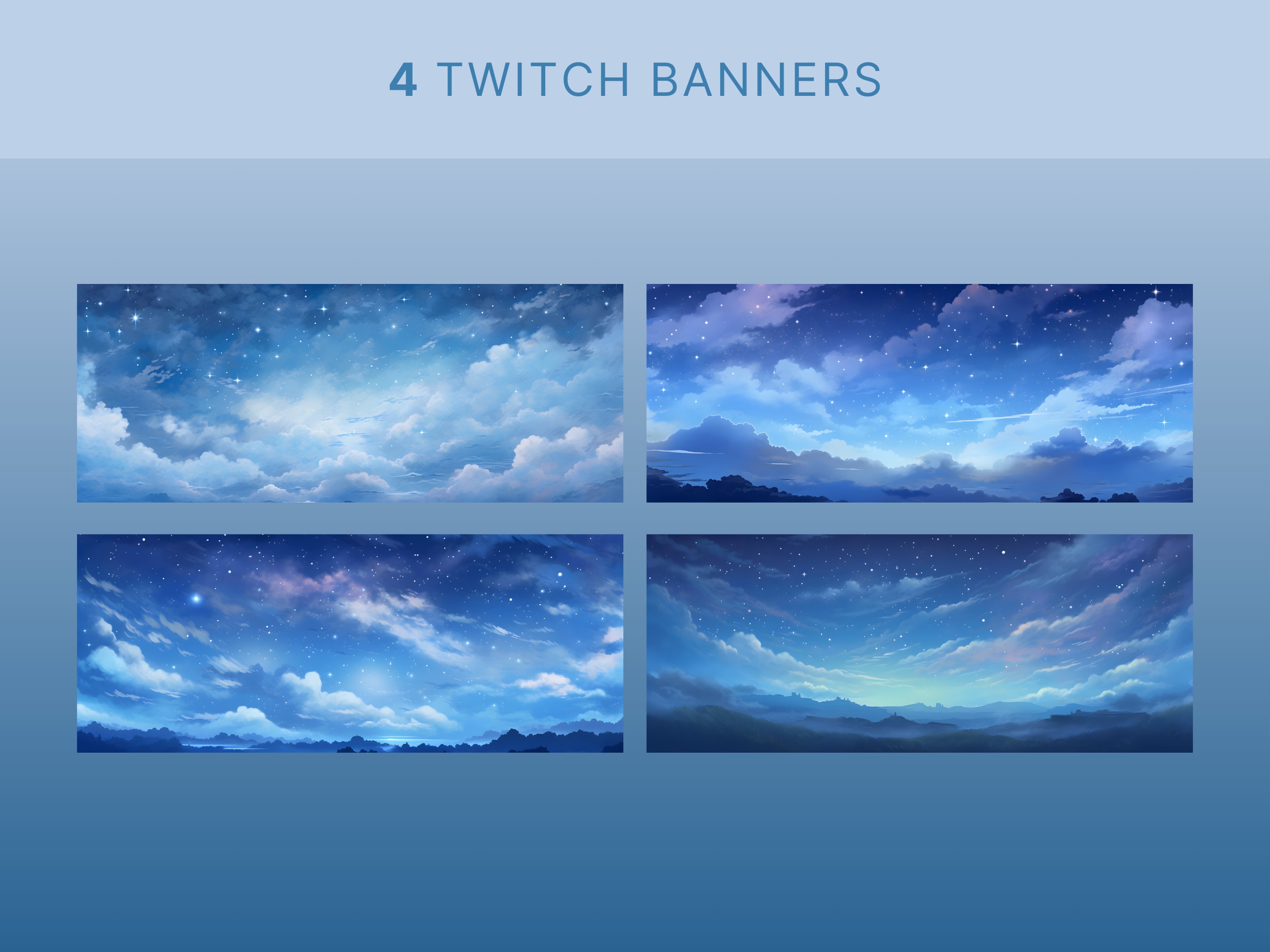 Cozy Twitch Overlay Blue Stream Package Clouds Twitch Overlay Animated ...
