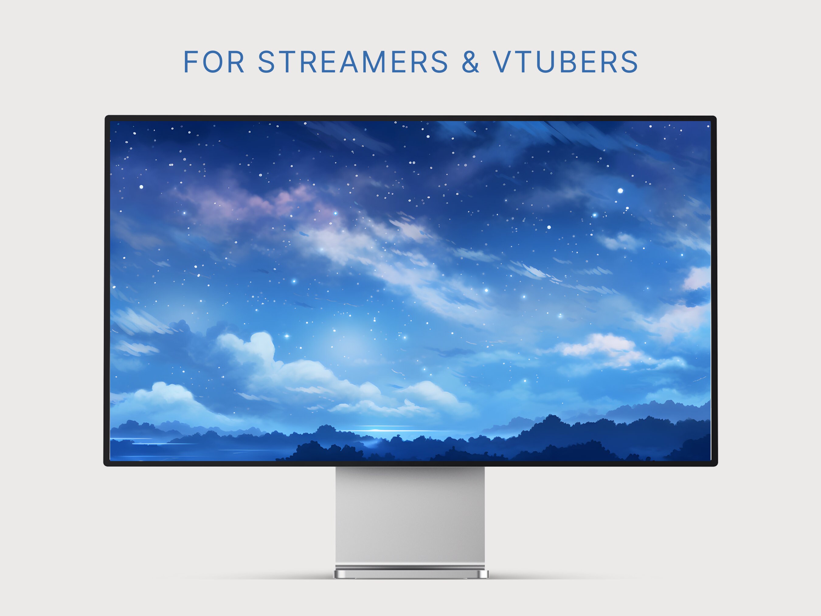 Blue Animated Background Vtuber Animated Twitch Overlay Blue Sky ...