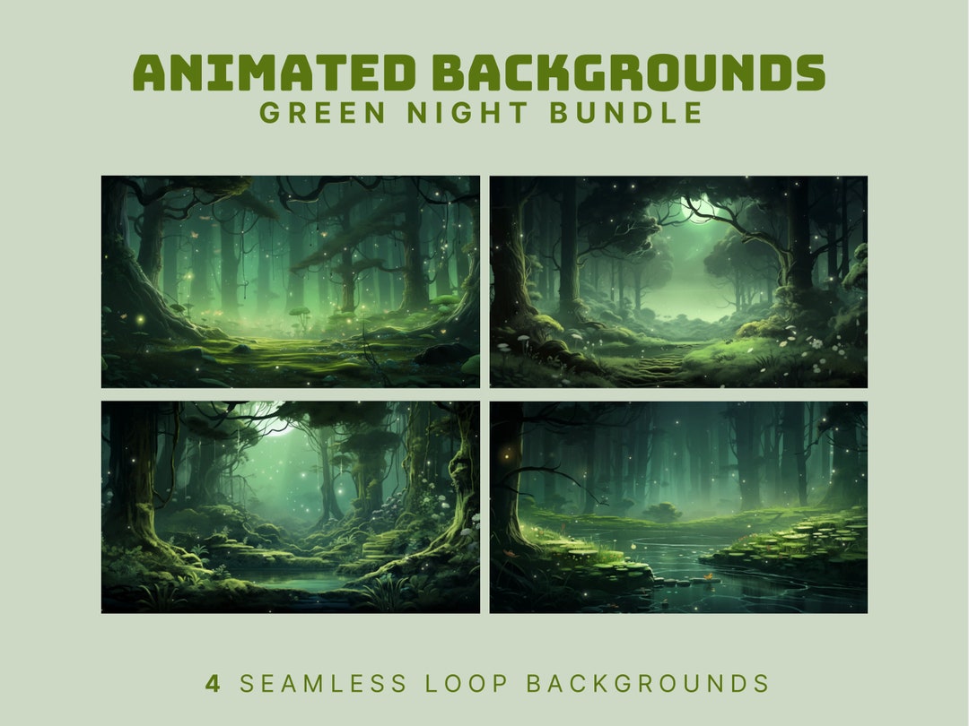 Cozy Animated Background Vtuber Green Twitch Overlay Animated Vtuber ...